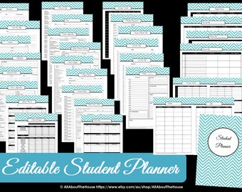 GREEN EDITABLE Student Planner Printable College Planner School Class ...