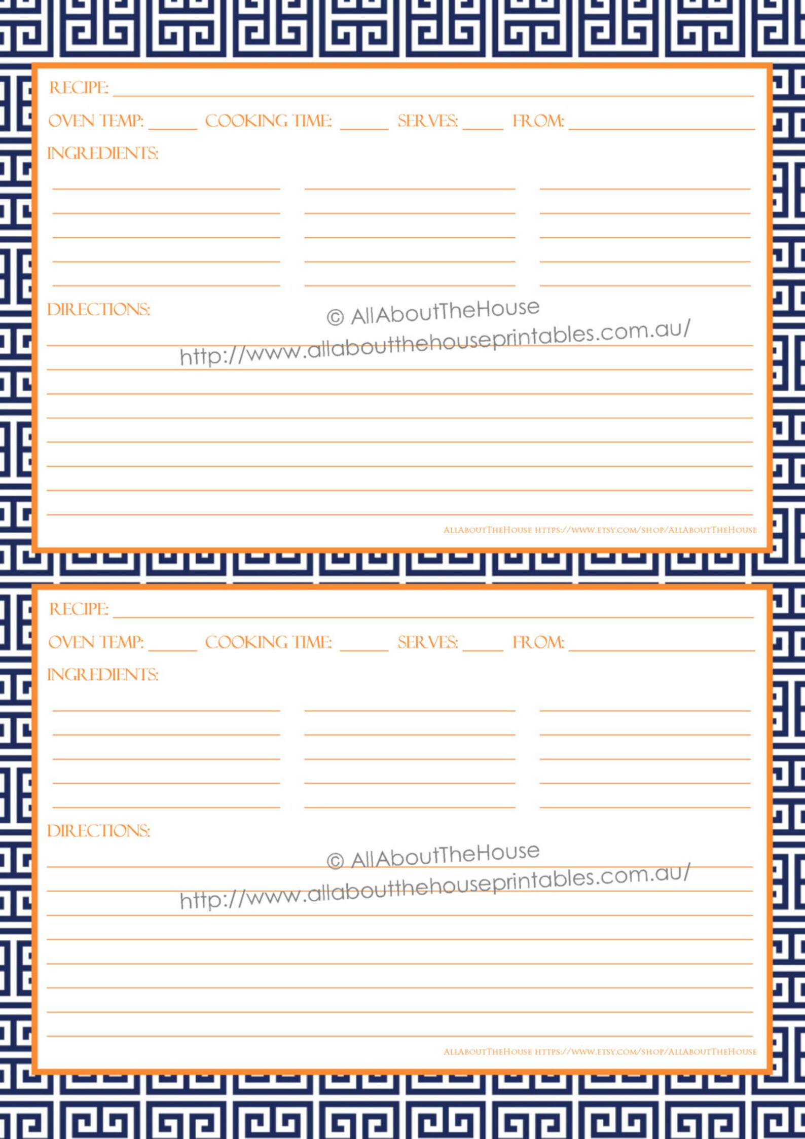 EDITABLE Recipe Binder Printables Recipe Sheet Recipe Card | Etsy