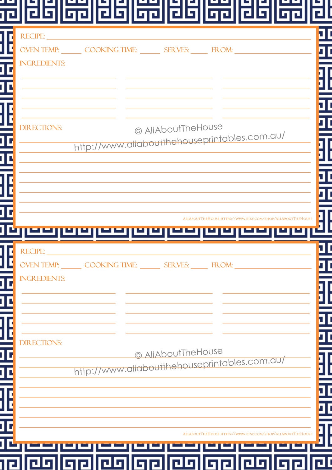 EDITABLE Recipe Binder Printables Recipe Sheet Recipe Card | Etsy