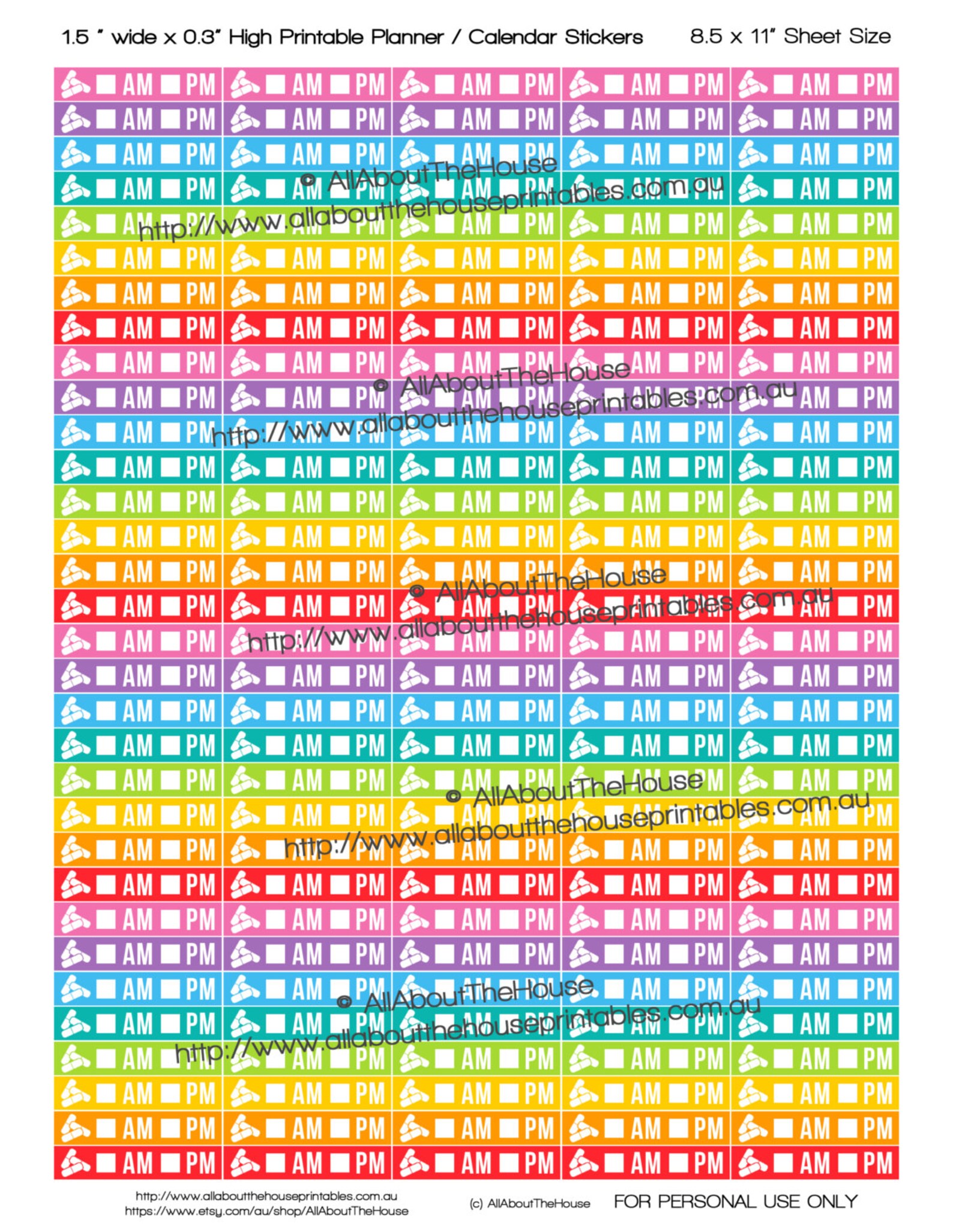 AM PM Daily Routine Planner Stickers Printable Medicine Vitamins Pills ...