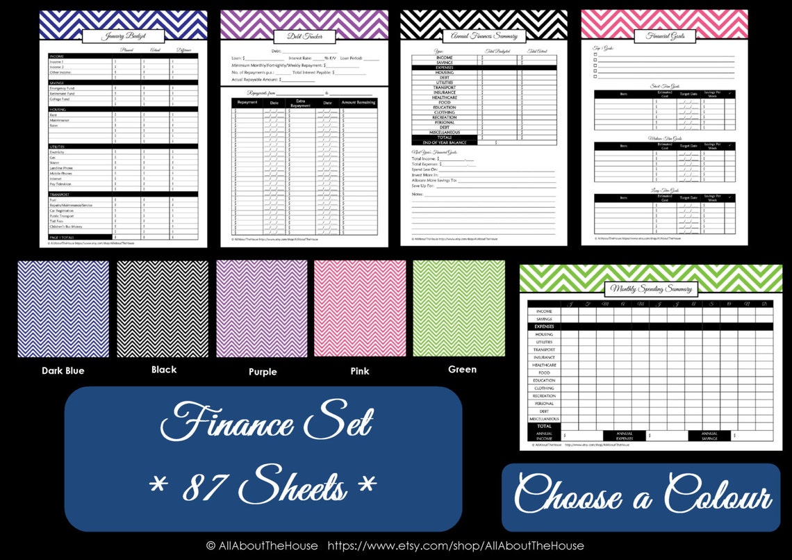PURPLE Finance Organisation Printables Finance Binder | Etsy
