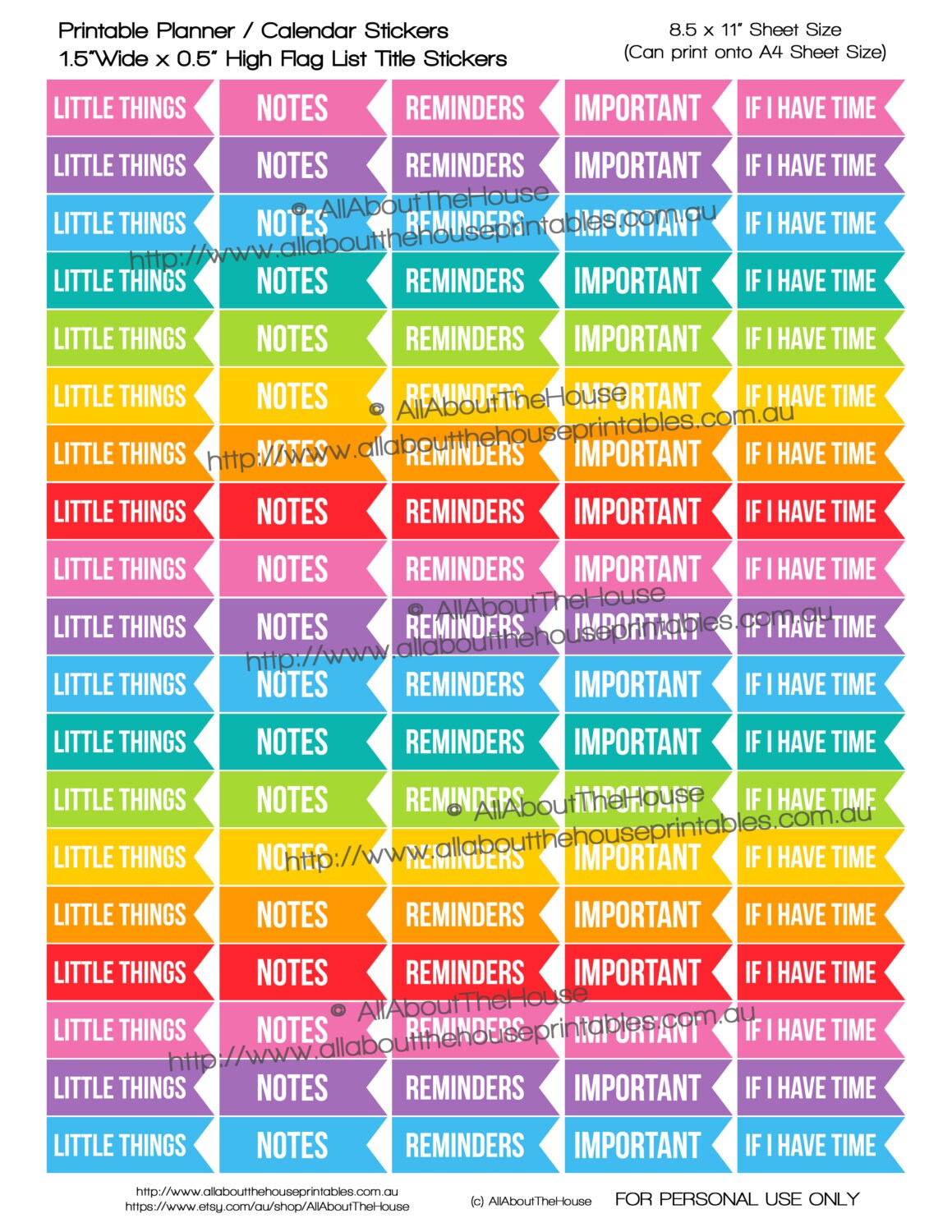 Everyday Life Planner Flags, Little Things, Notes, Reminder, Important ...