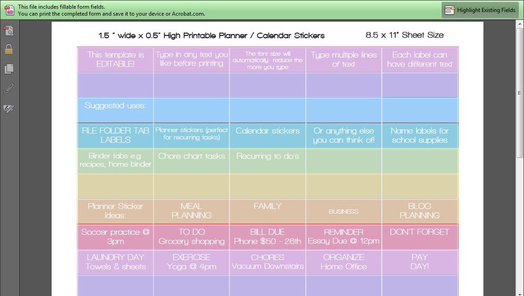 Printable Calendar / Planner Stickers Blank EDITABLE Organization ...