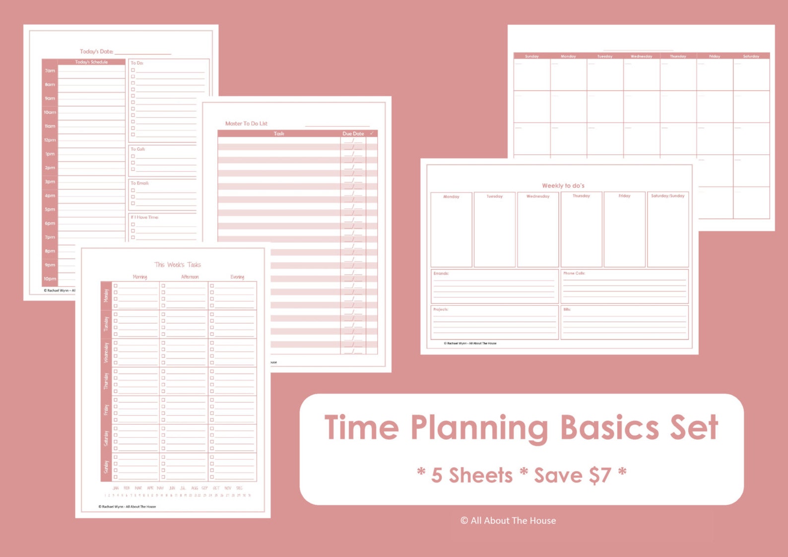 Time Planning Printables Time Planning Basics Household Binder 5 Sheets ...