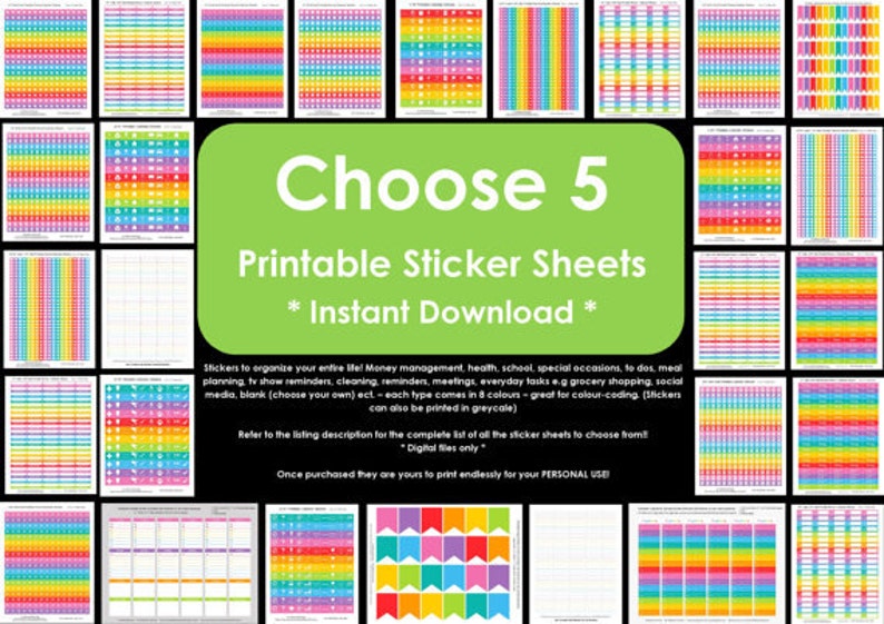 Date Dots Mini Planner Stickers Printable Daily Planner Rainbow Made ...