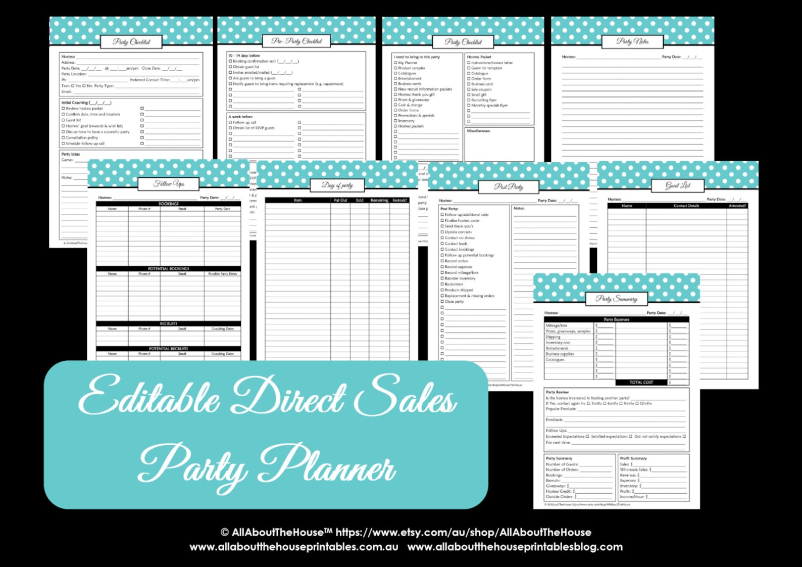 Direct Sales Party Checklist Planner Editable Business Planner ...