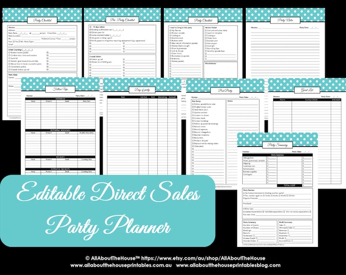 Direct Sales Party Checklist Planner Editable Business Planner - Etsy