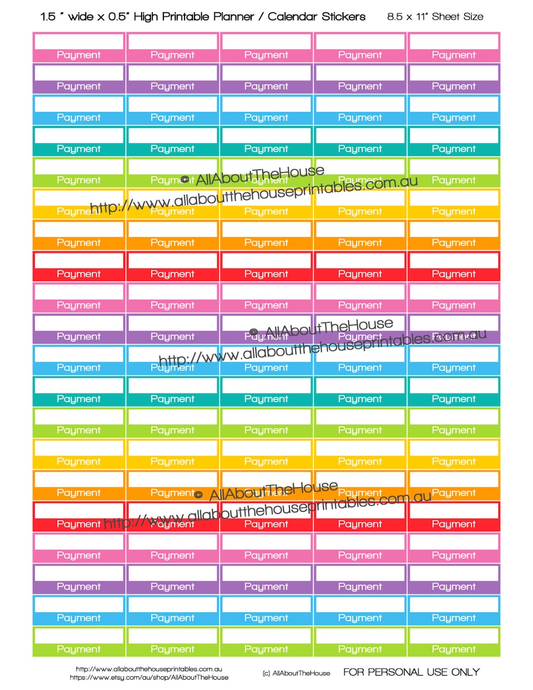 Payment Reminder Money Loan Debt Bill Due Printable Calendar / Planner ...