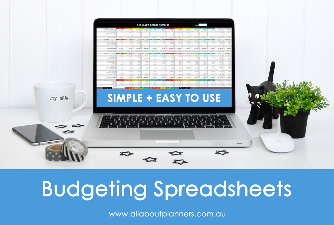 Monthly Budget Spreadsheets Rainbow Color Coded Template Income ...