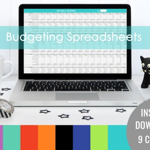 ALL 9 COLORS Budgeting Spreadsheets Excel Income Expenses Tracking ...
