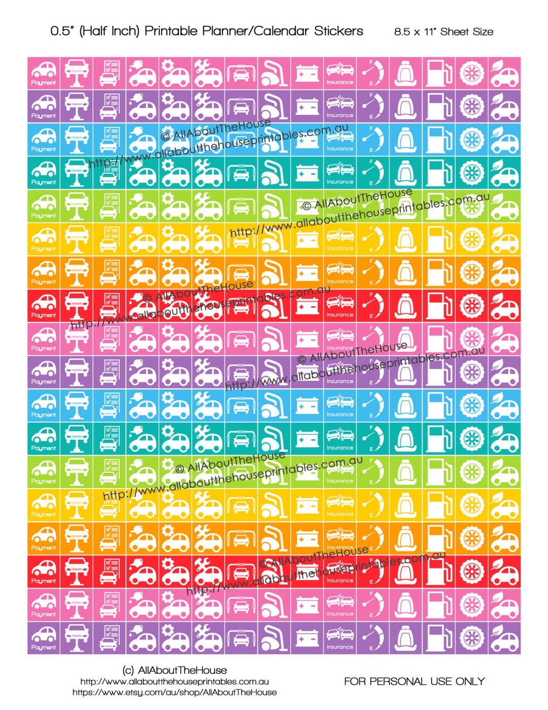 Car Planner Stickers Printable Wash Maintenance Insurance Repair ...