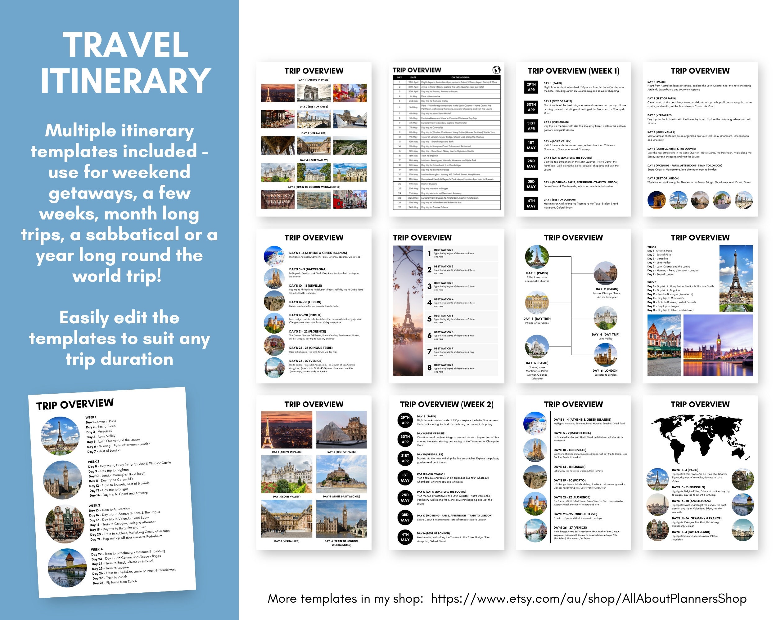 Travel Agent Itinerary Template for Canva Travel Planner Vacation Trip ...