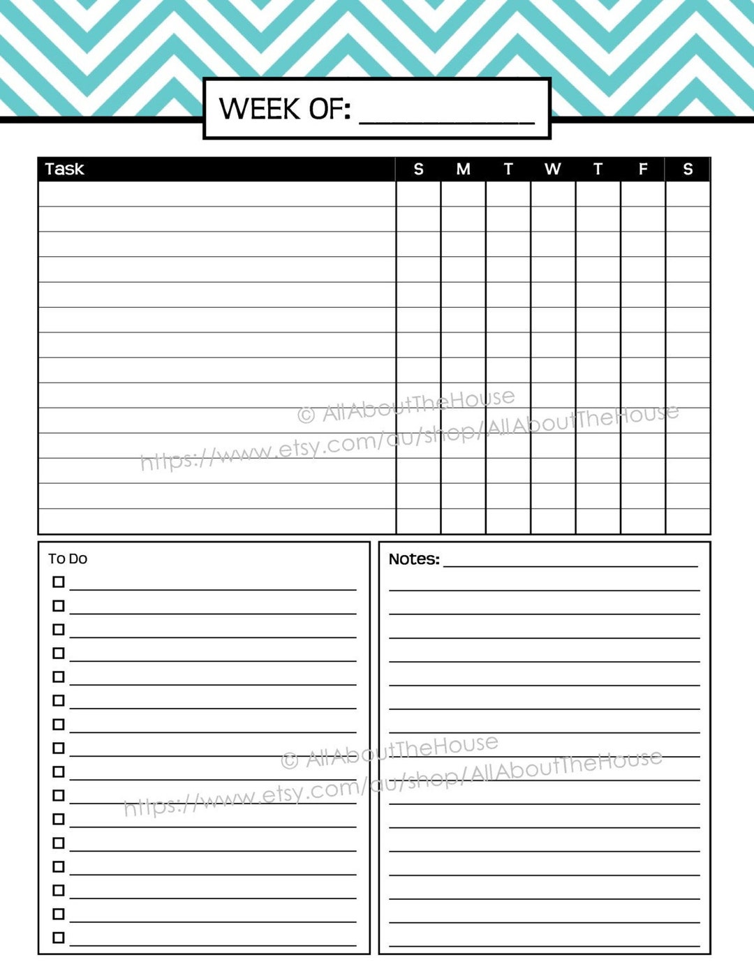 Weekly Planner Chevron Printable Rainbow Stripe PDF Editable Fillable ...