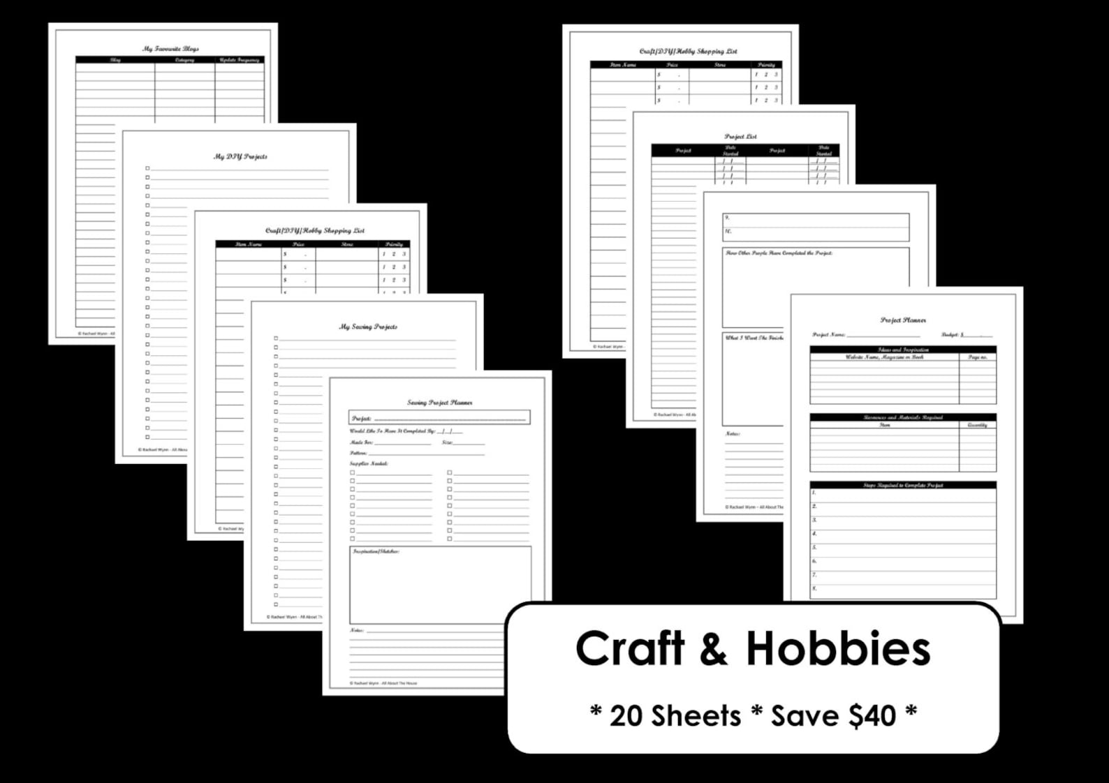 Craft, Hobby, DIY Printables Organisation Household Binder 20 Sheets ...