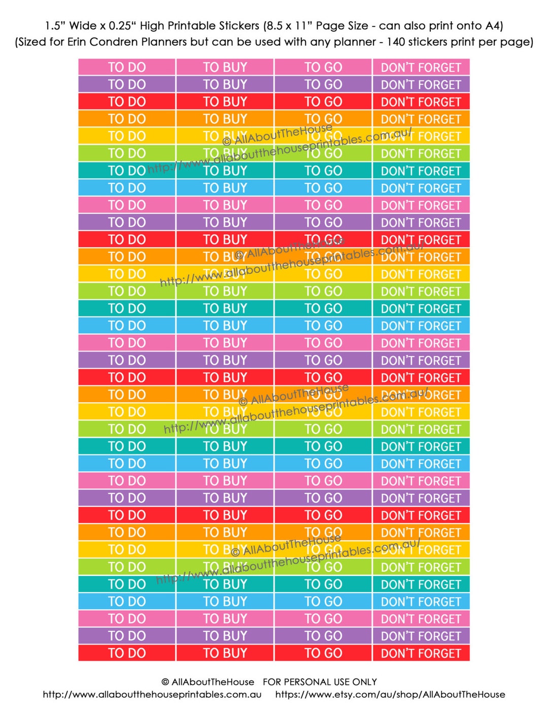 Printable Planner Stickers Morning, Day Night Sized for Erin Condren ...