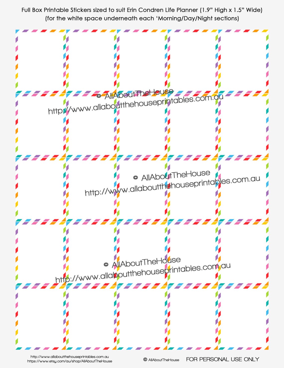 Erin Condren Planner Stickers Printable Full Box Rainbow - Etsy
