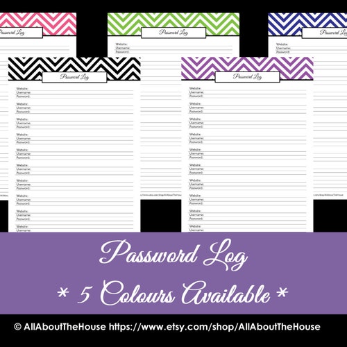 Printable Password Log Chevron Printable Household Binder - Etsy
