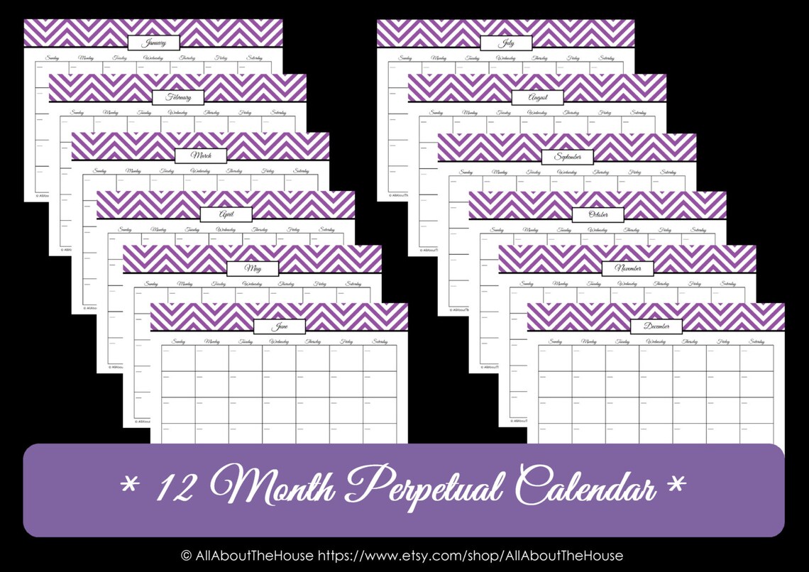 PURPLE to Do List and Calendar Set-perpetual - Etsy
