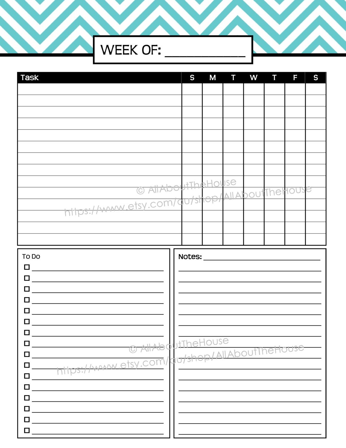 Weekly Planner chevron Printable Rainbow Stripe PDF Editable | Etsy