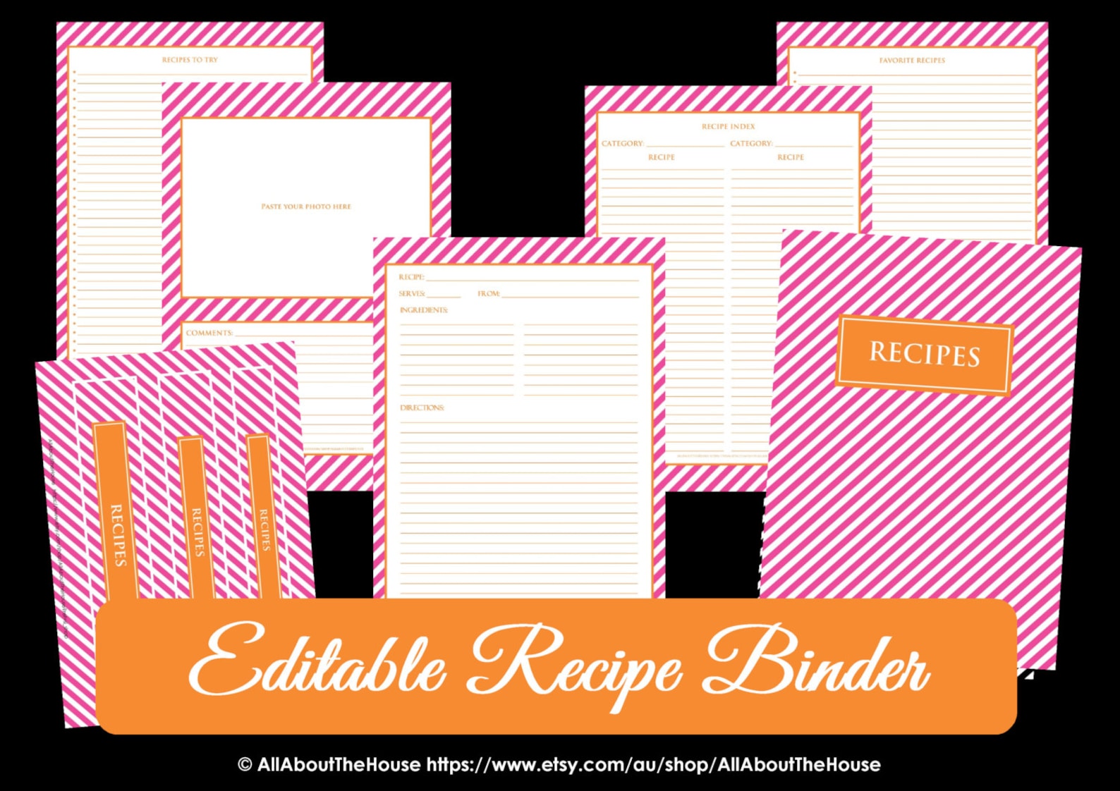 EDITABLE Recipe Binder Printables Recipe Sheet Recipe Card Recipes to ...