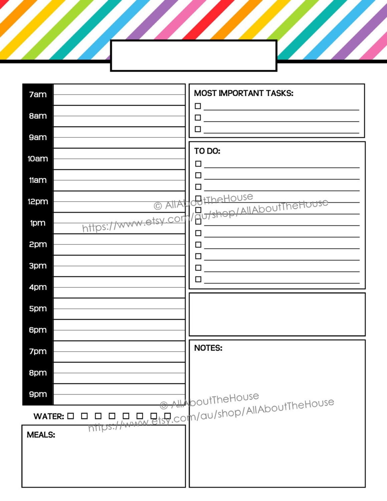 Daily Planner Day Planner Printable Day to a Page Half Size Letter ...