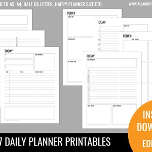 Daily Planner Printable Editable Morning Afternoon Schedule Checklist ...