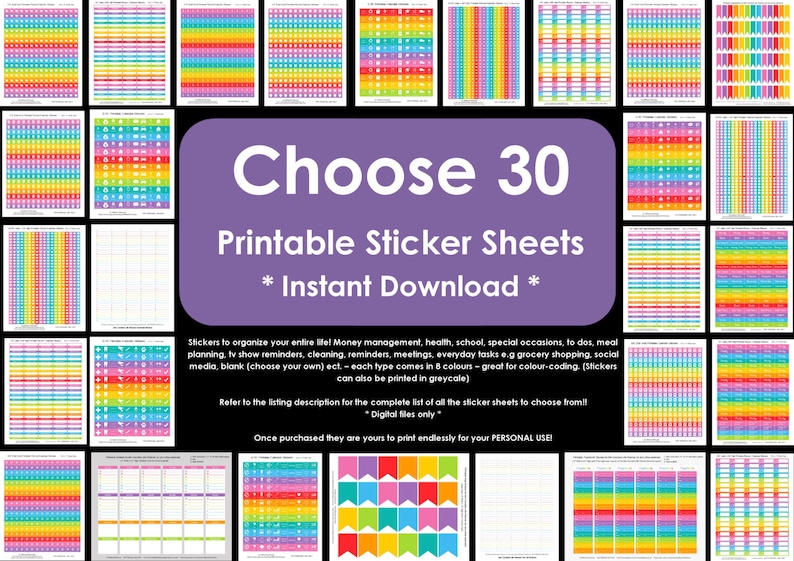 Checklist Heart Printable Planner Stickers 1.9"l X 0.375"w Printable ...