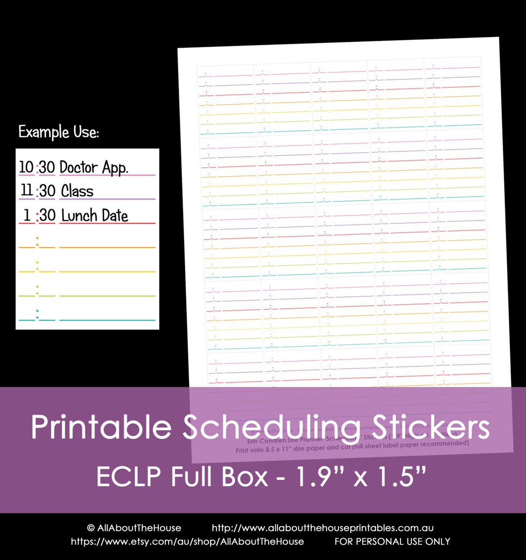 Printable Calendar Planner Stickers Scheduling Full Box Made for Erin ...