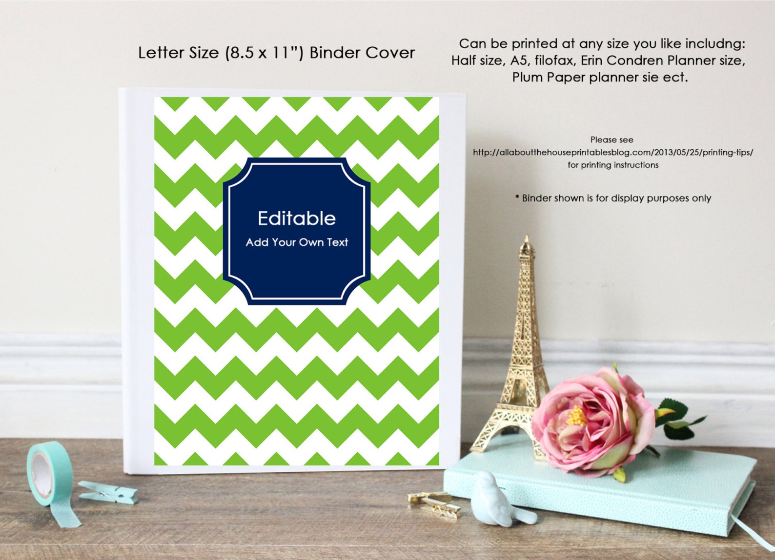 Editable Printable Monogram Binder Cover and Spine Chevron - Etsy