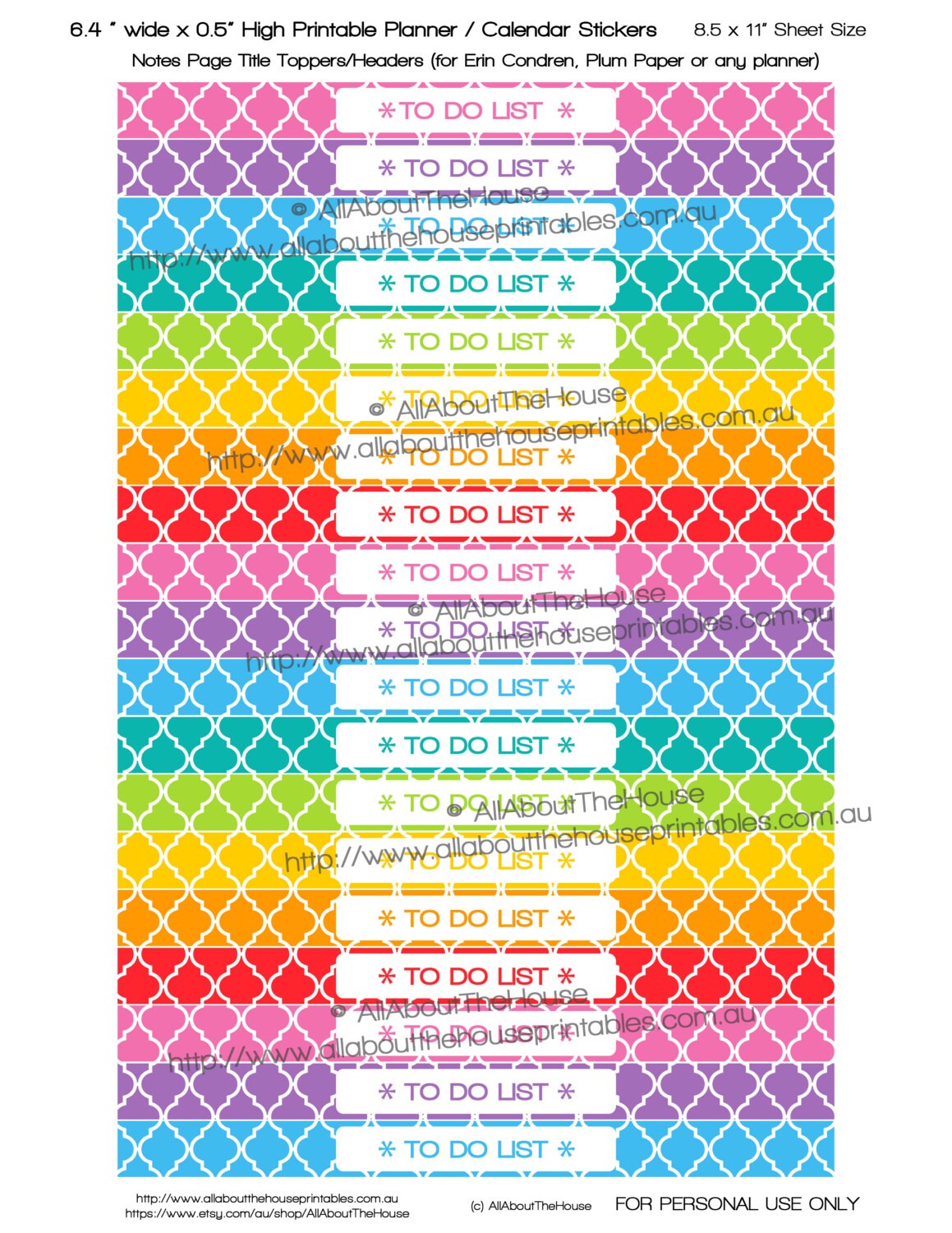 Notes Page Title Topper Header Planner Stickers Checklist Printable to ...