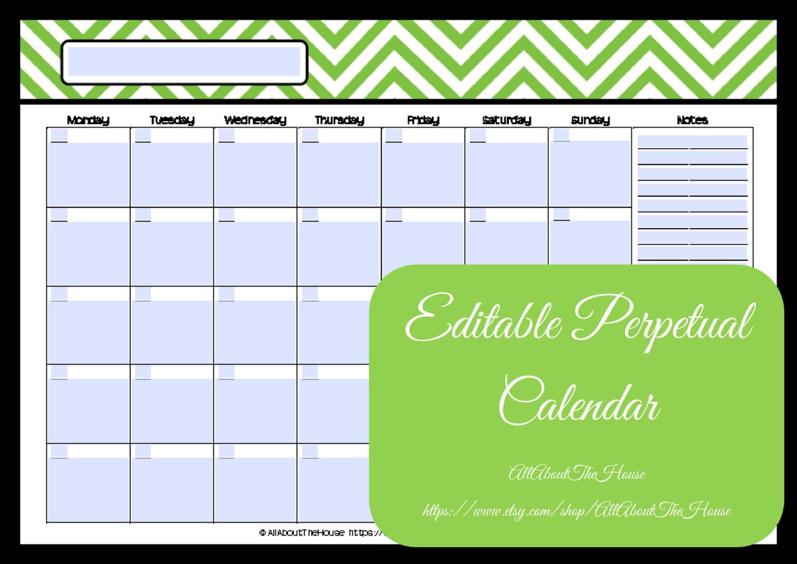 EDITABLE 12 Monthly Calendar Printable Chevron Pattern Use for | Etsy