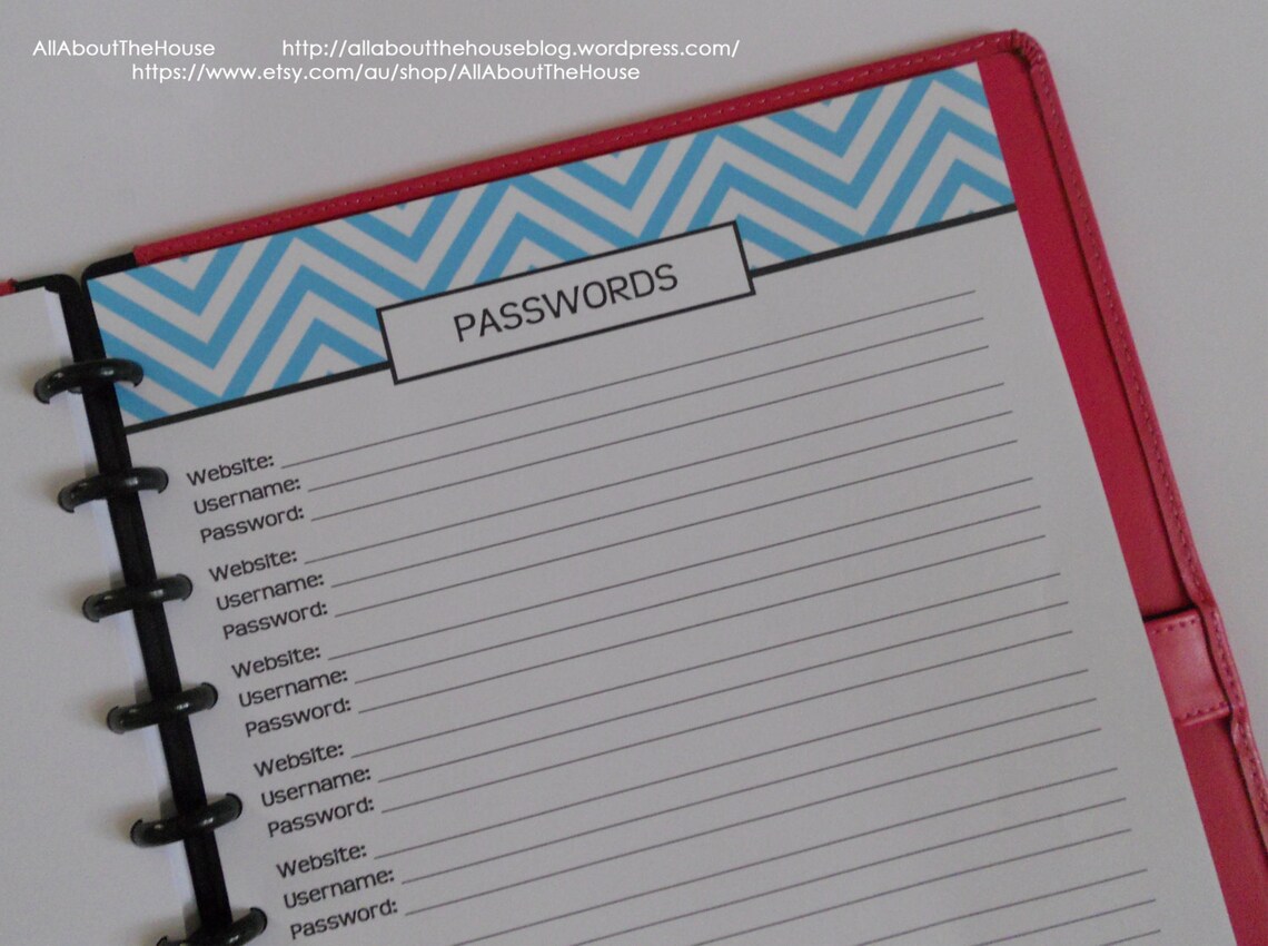 Password Log Chevron Printable Checklist Perpetual PDF - Etsy