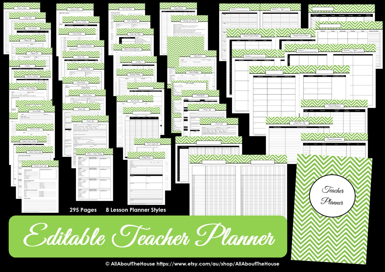 BLACK EDITABLE Teacher Planner Printable School Homeschool Lesson ...