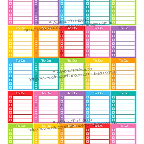 To Do List Checklist Planner Stickers Printable Calendar - Etsy