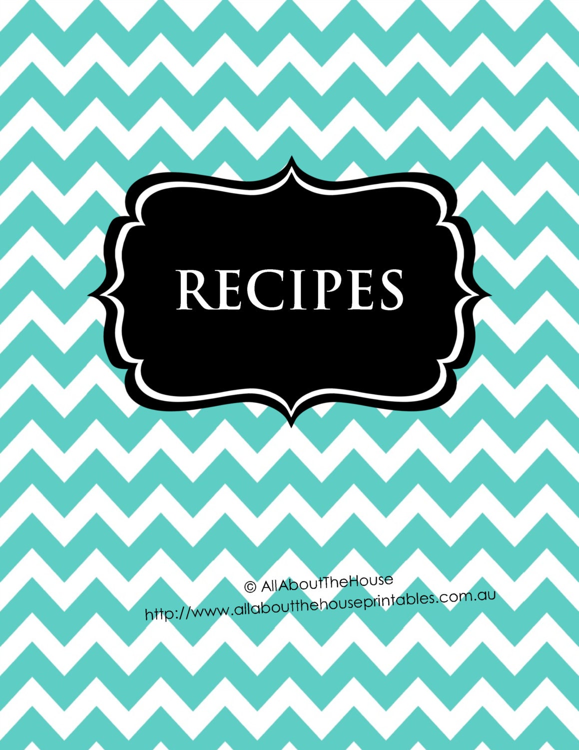 EDITABLE Recipe Binder Printable Aqua black Recipe Sheet | Etsy