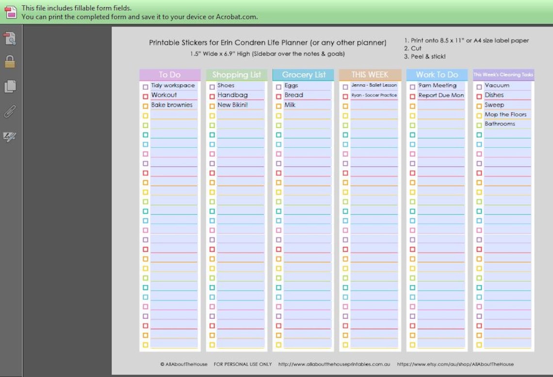 Anything Checklist Planner Stickers to Do Cleaning Shopping | Etsy
