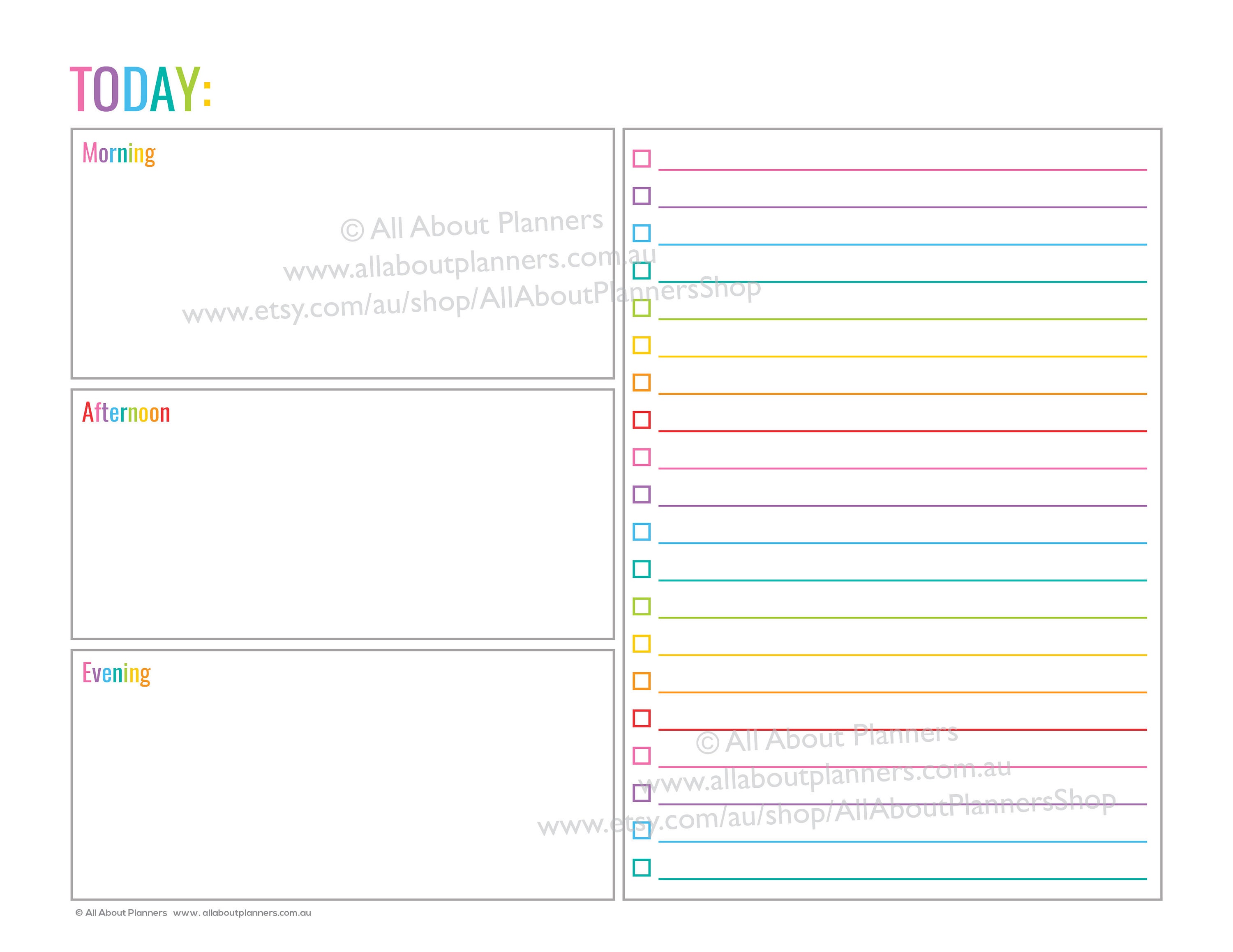 Daily Planner printable editable pdf day to a page landscape | Etsy