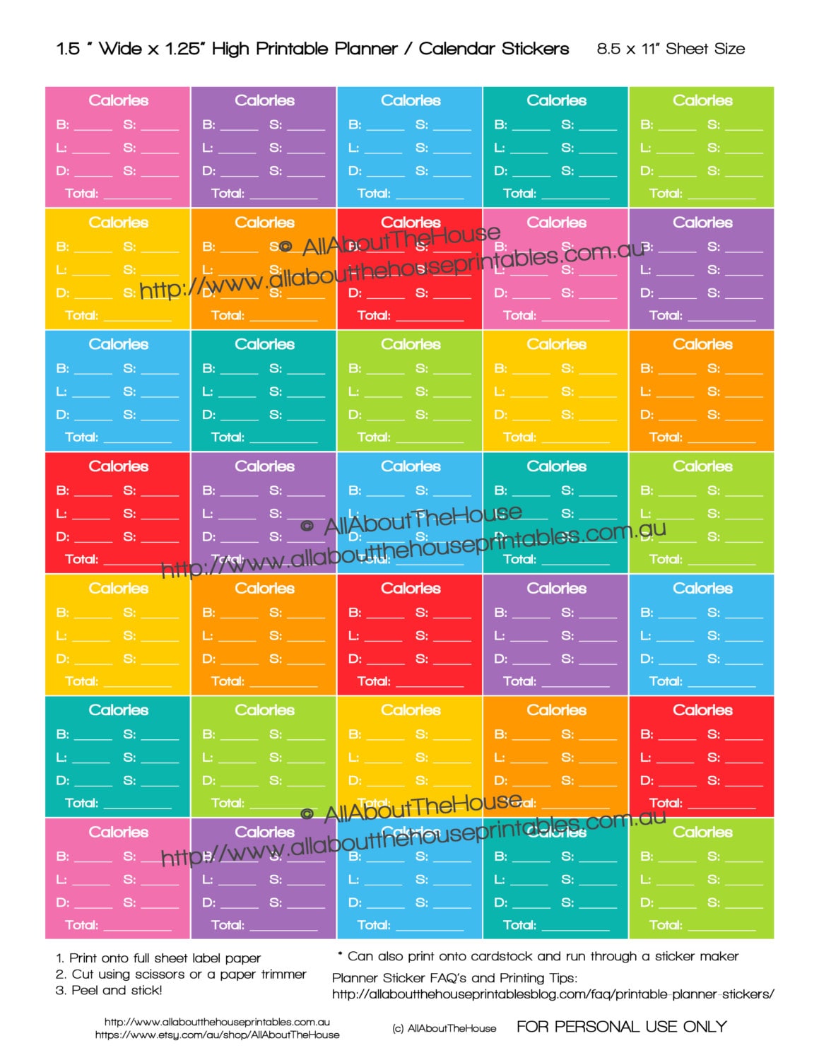 Points Tracker Weight Watches Calories Health Printable Planner ...