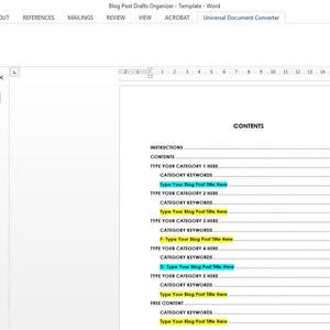 Blog Post Organizer Template Microsoft Word Color Coded - Etsy Australia