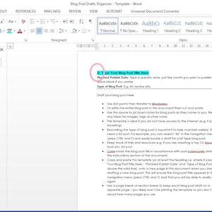 Blog Post Organizer Template Microsoft Word Color Coded - Etsy Australia
