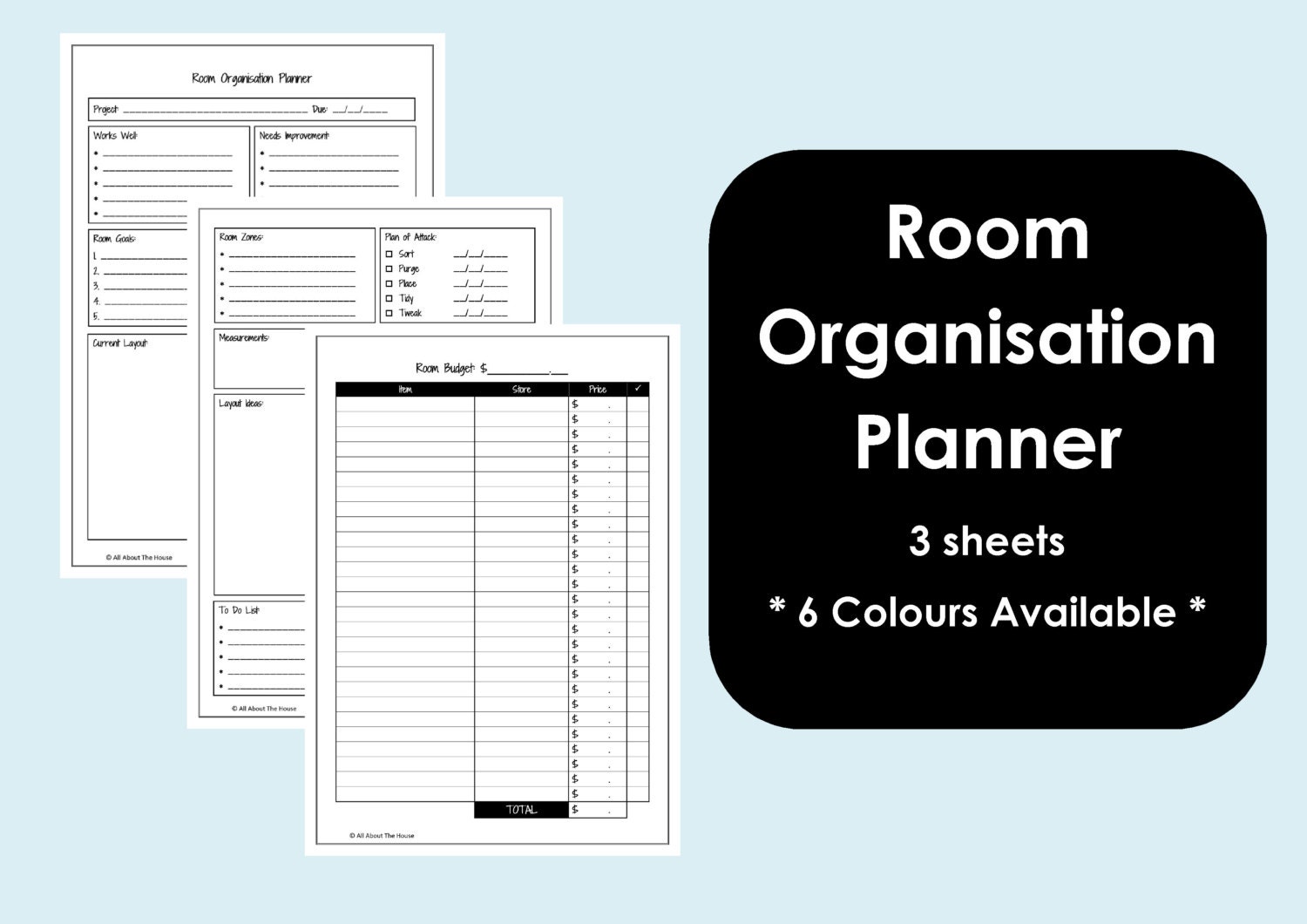 Printable Room Organisation Planner Craft/hobby/diy - Etsy Australia