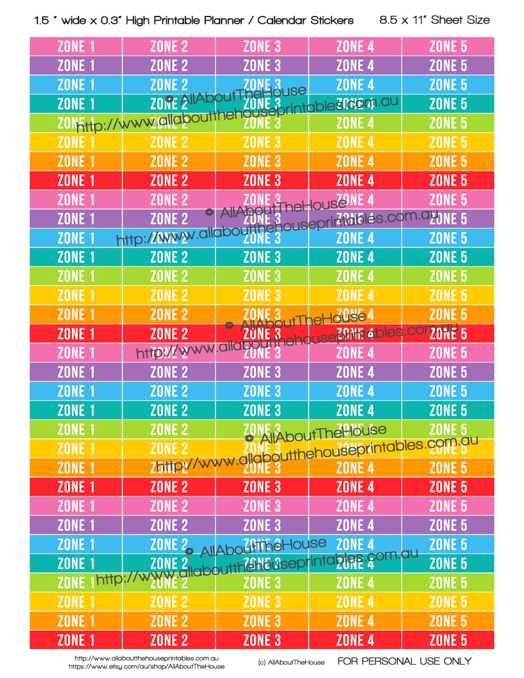 Cleaning Zone Planner Stickers Printable Made for Erin Condren - Etsy