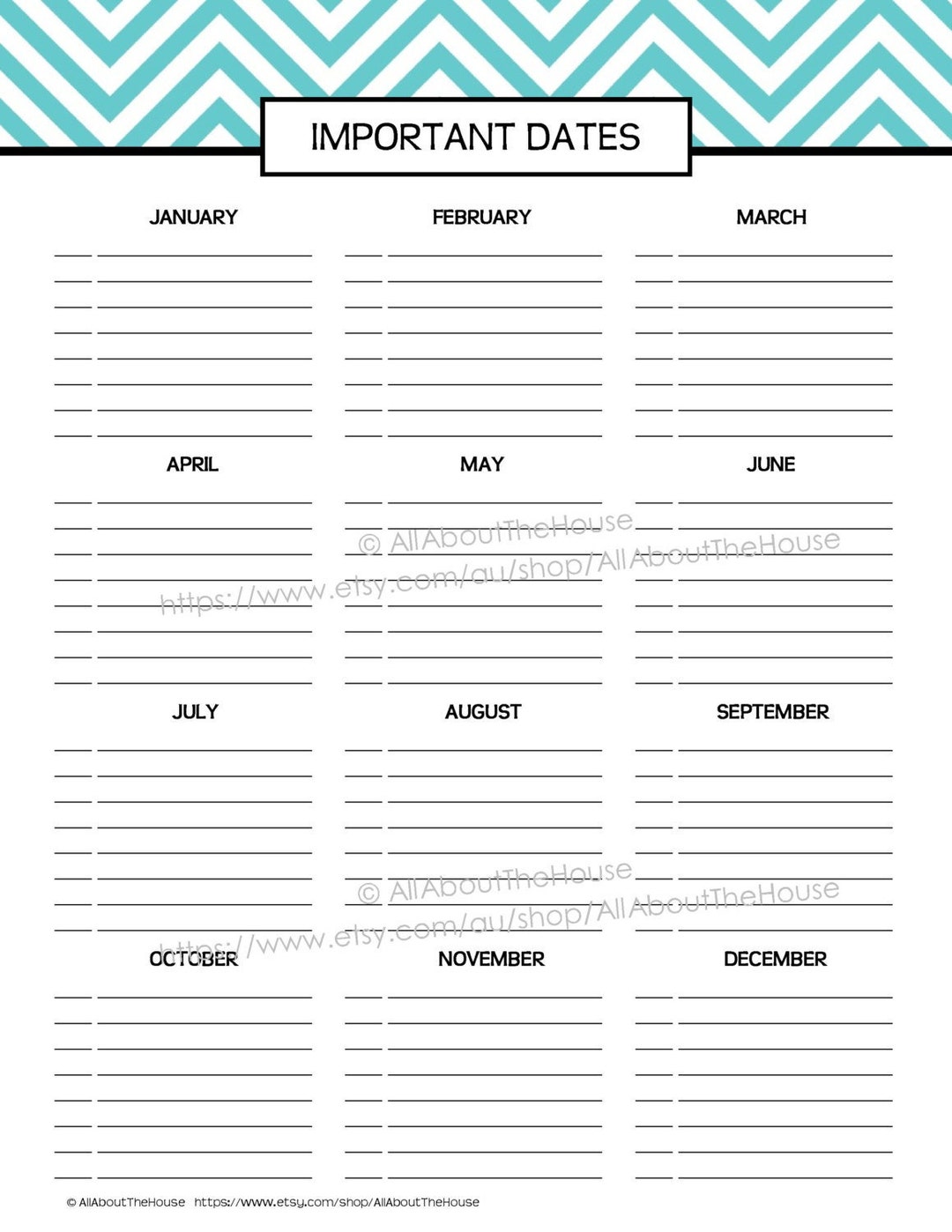 Important Dates Printable Special Planner 2014 2015 Day Planner Daily ...