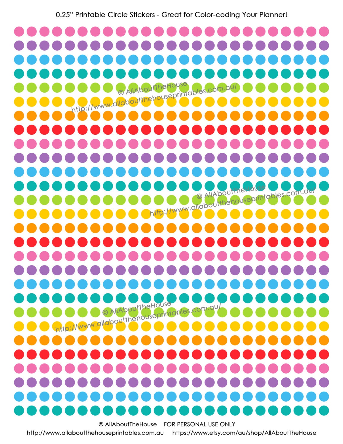 Calendar Stickers Printable Daily Planner Rainbow Add on - Etsy