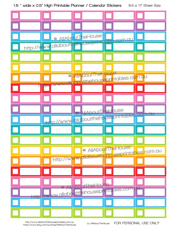 Checkbox To Do Planner Stickers Printable 1.5"w x 0.5h" ticked checkbox ...