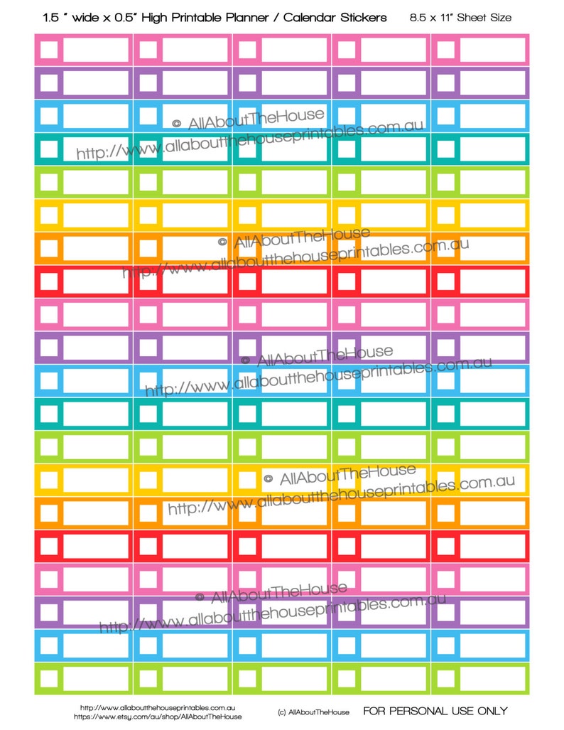 Checkbox to Do Planner Stickers Printable 1.5w X 0.5h Ticked Checkbox ...