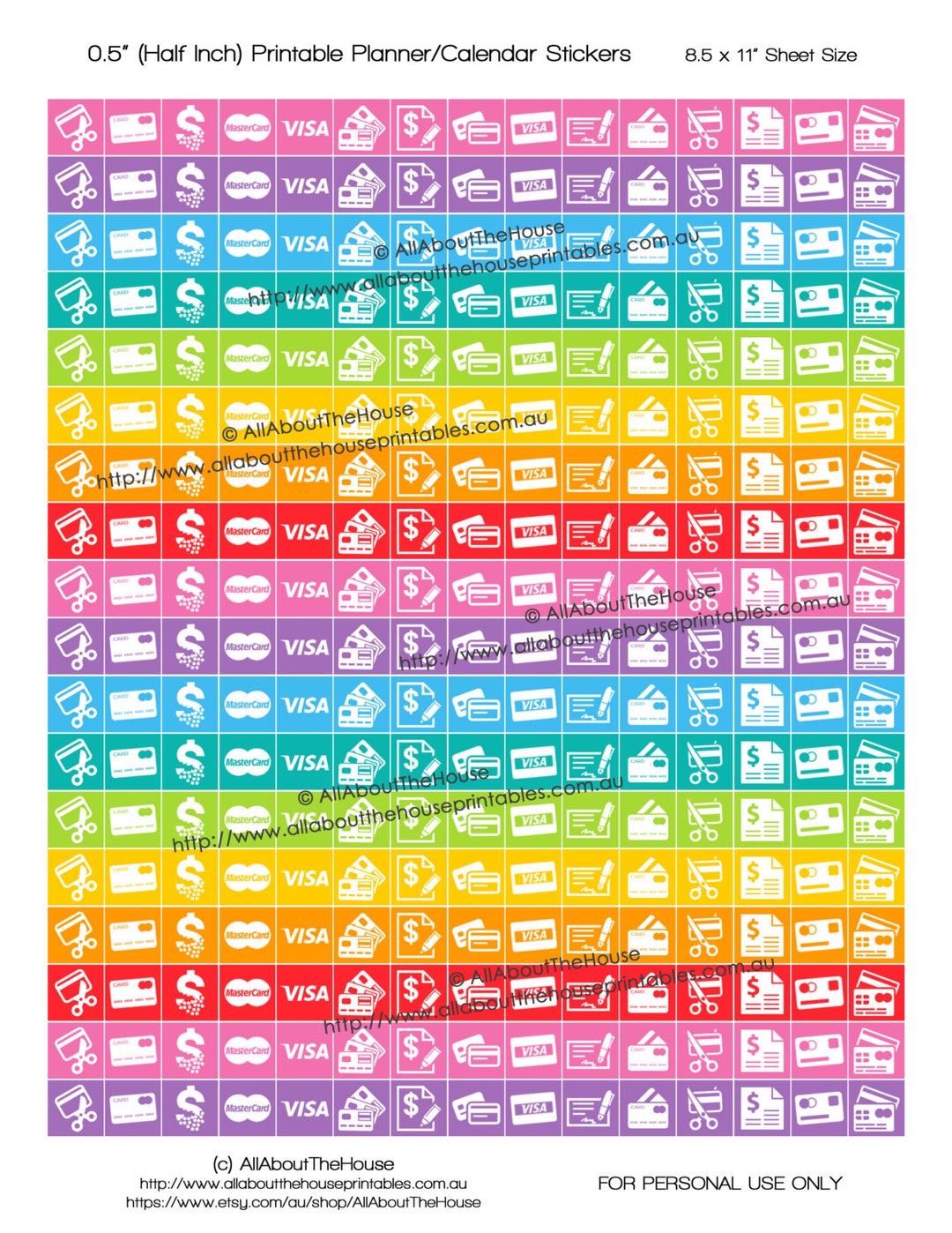 Debt Planner Stickers Printable Icon Bills Payments Mortgage Credit ...