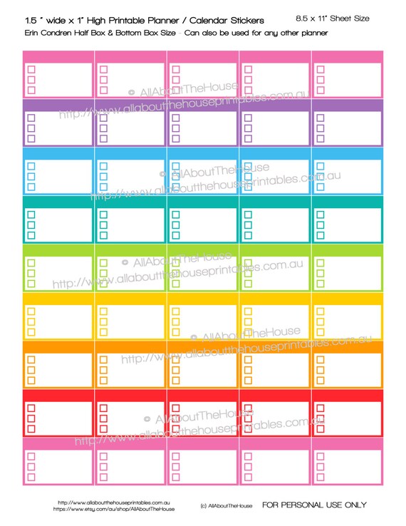 checklist half box Planner Stickers printable functional task made for ...
