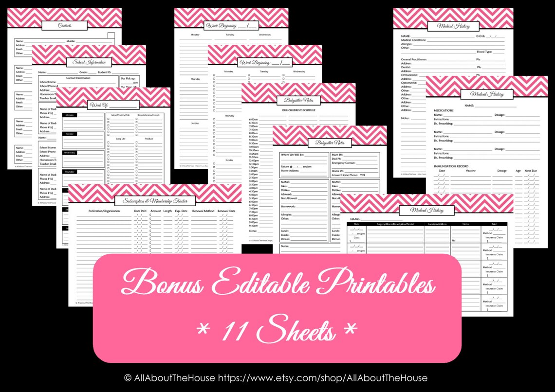 EDITABLE Household Binder Printables Home Binder Cover - Etsy