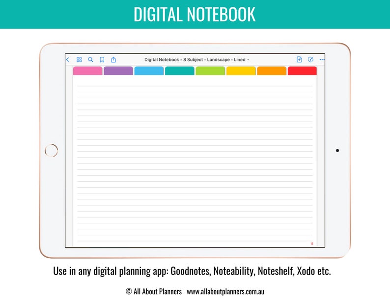 Goodnotes Digital Notebook 8 Subject Tabs Hyperlinked - Etsy Australia